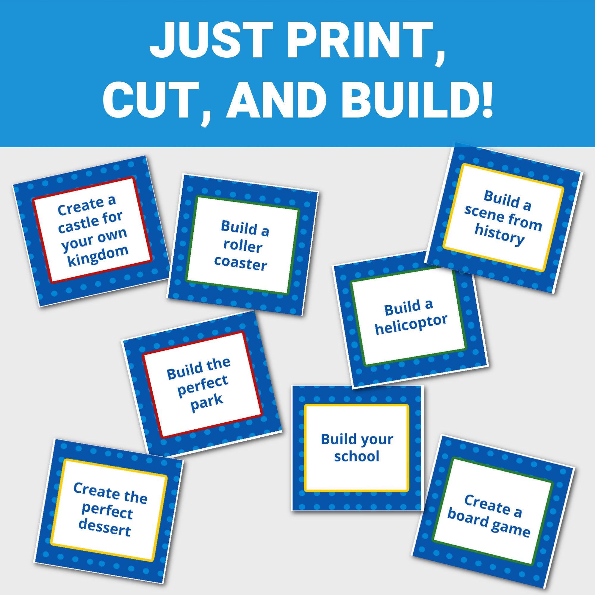 Brick Builder Boredom Buster, Printable Activities for Kids, Building ...