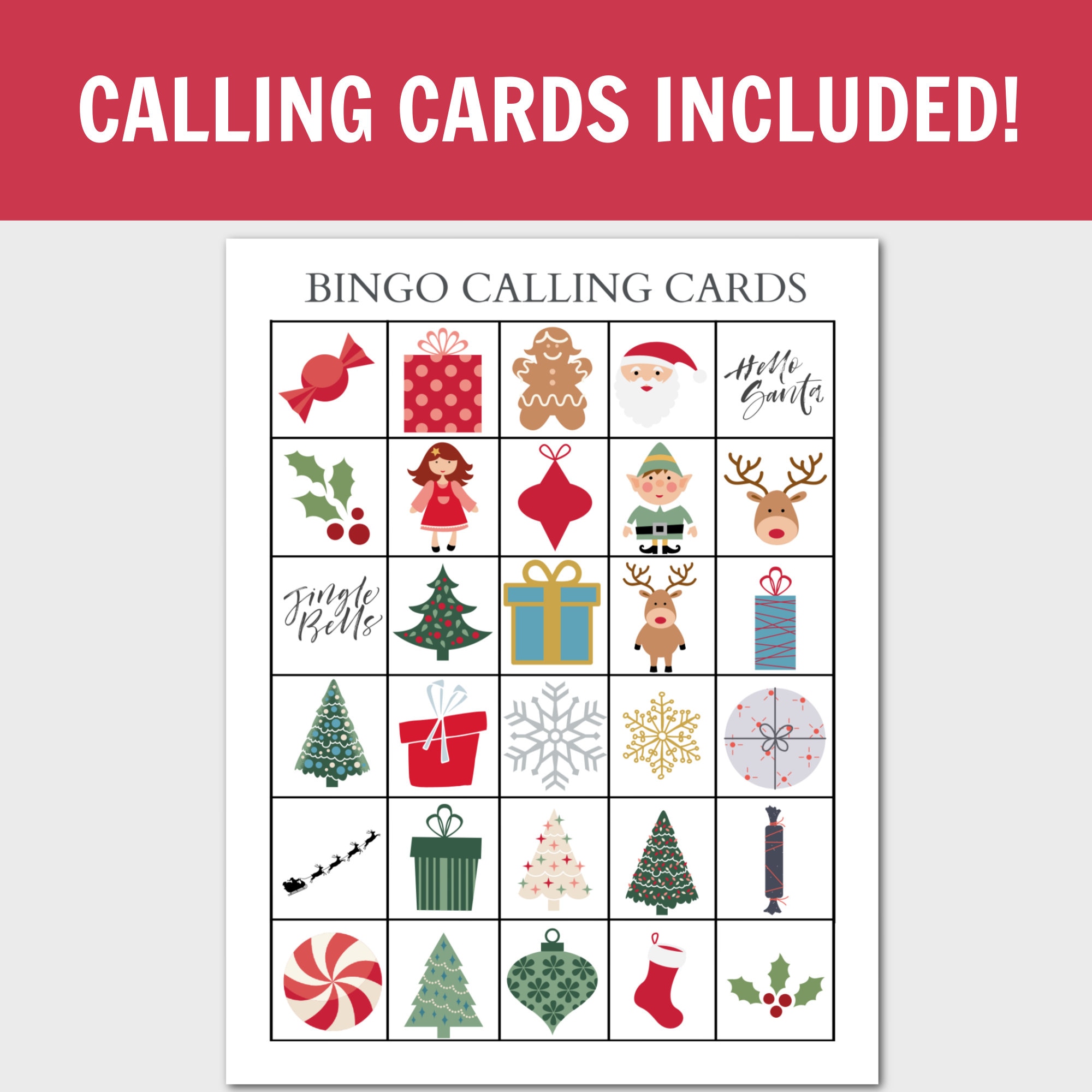 Christmas Bingo Cards, 30 Cards, Senior Citizen Activity, Kids Activity ...