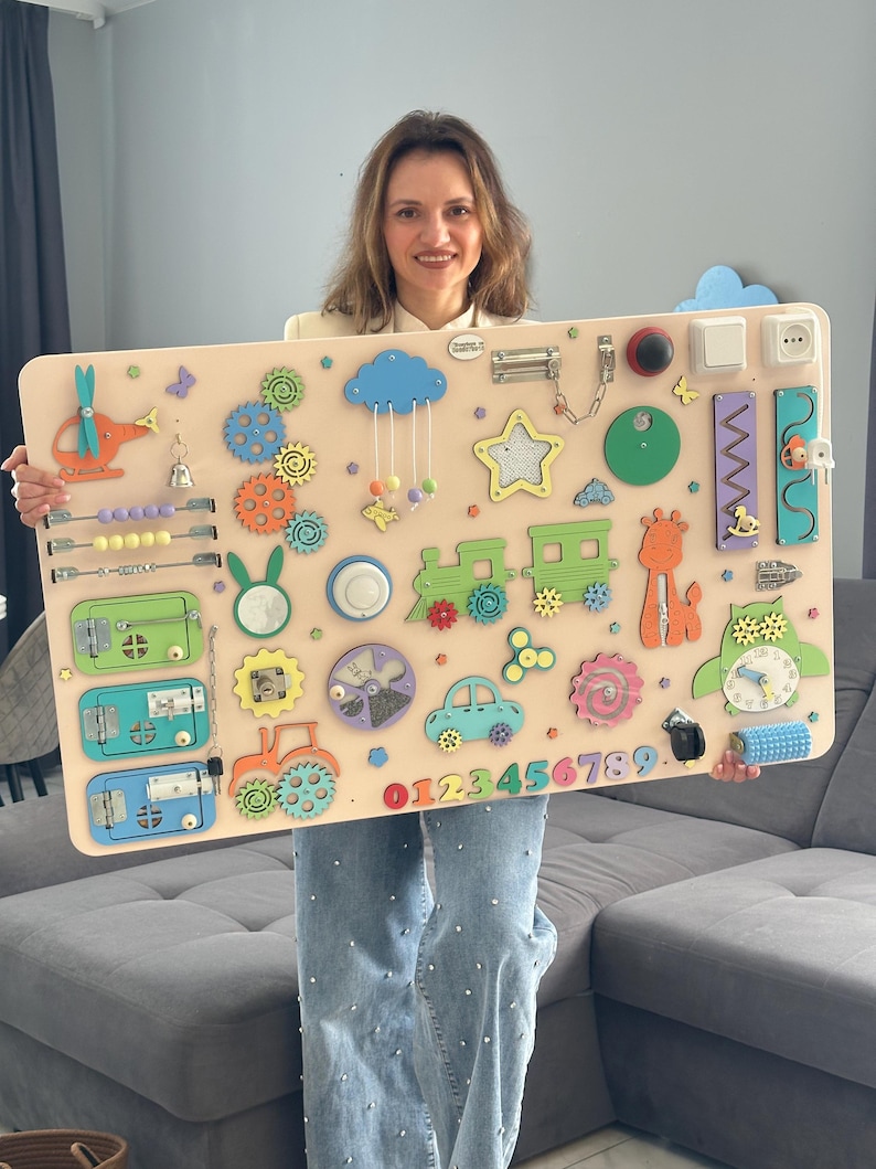 Fine Motor Board, Large Sensory Busy Board, Educational Fidget Toy ...