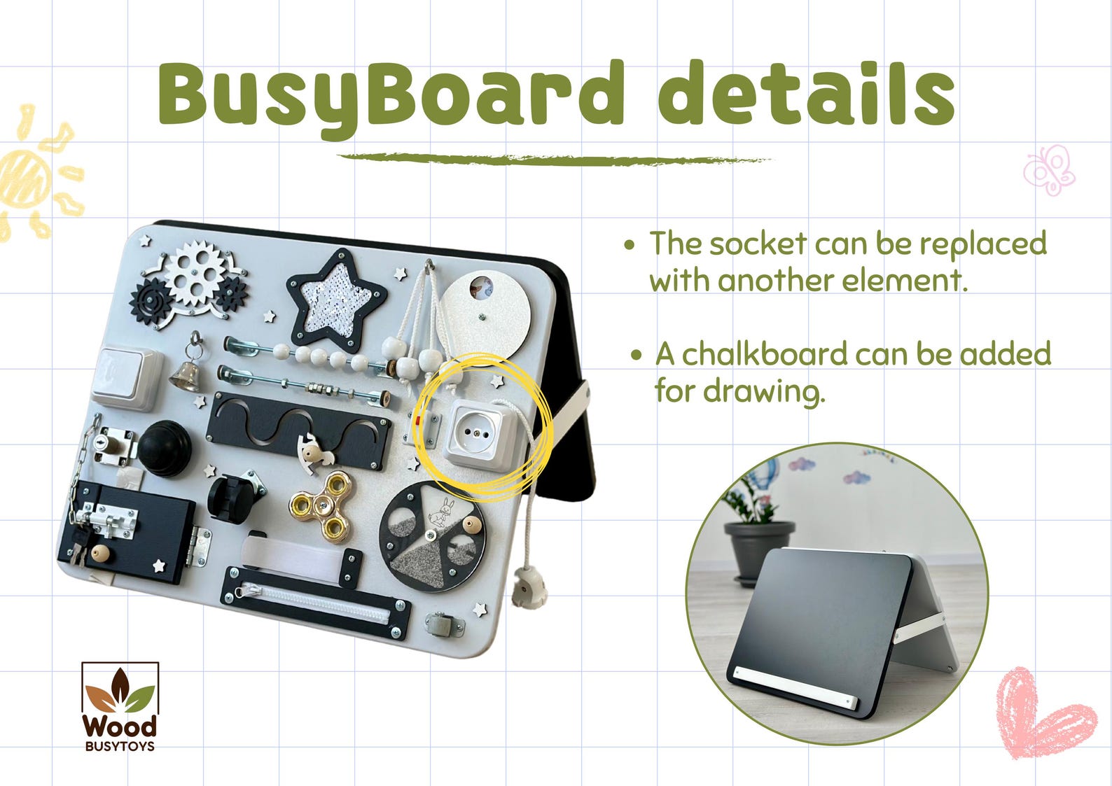 Big 1 Year Busy Board, Baby Activity Large Board, Wooden Motor Skills ...