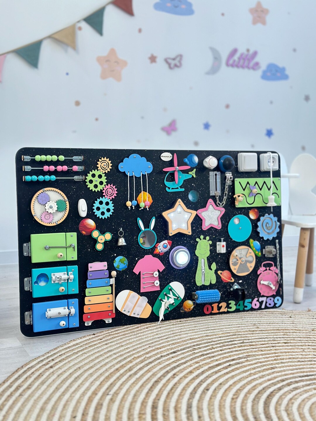 Child Activity Board, Wooden Busy Board, Name Montessori Fidget Board ...