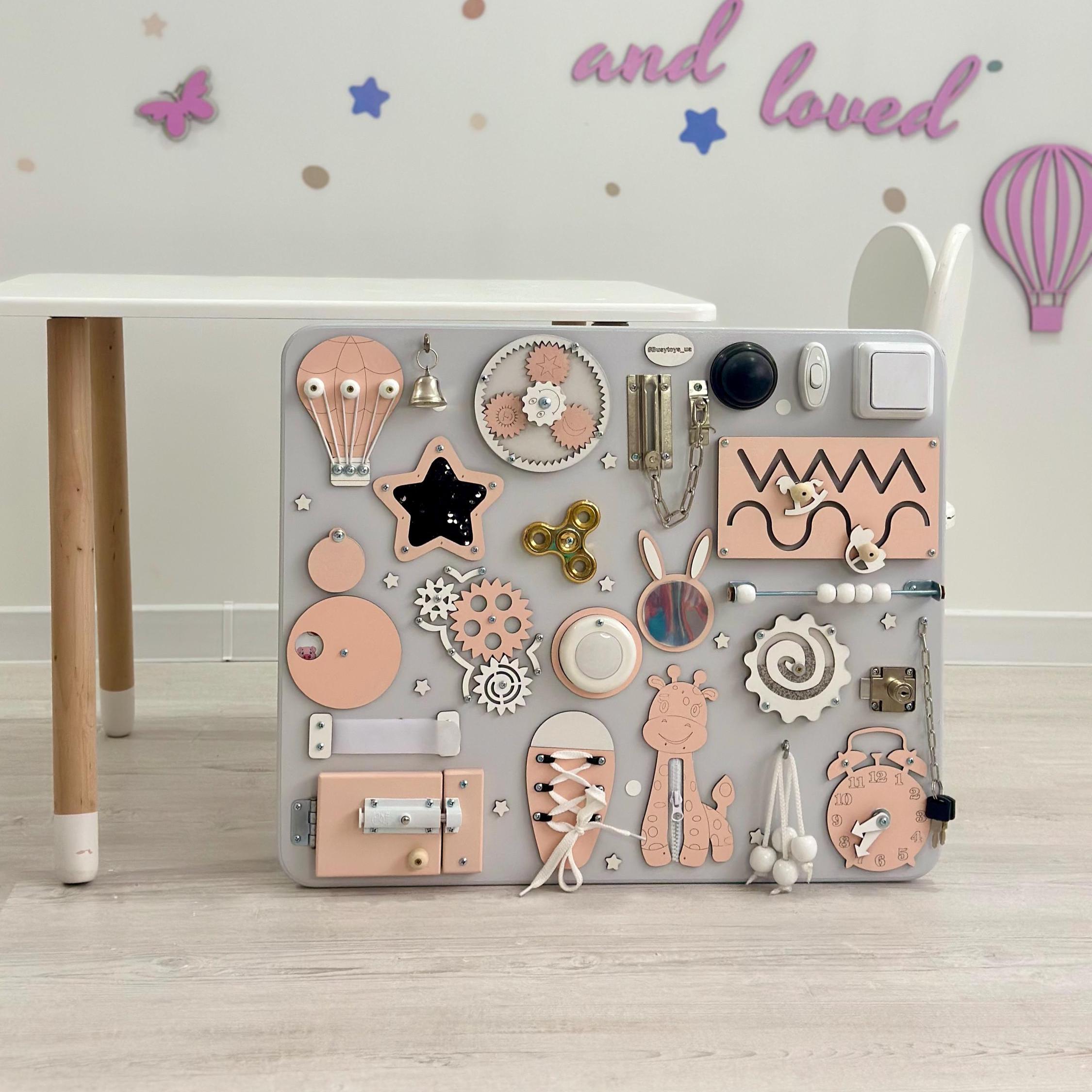 Wooden Fine Motor Board, Montessori Busy Board, Child Activity Board ...