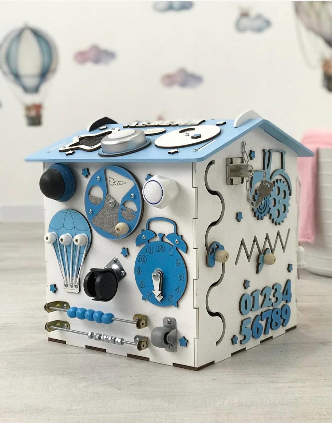 Wooden Activity Busy House, Sensory Educational Toys, Kids Busy Box ...