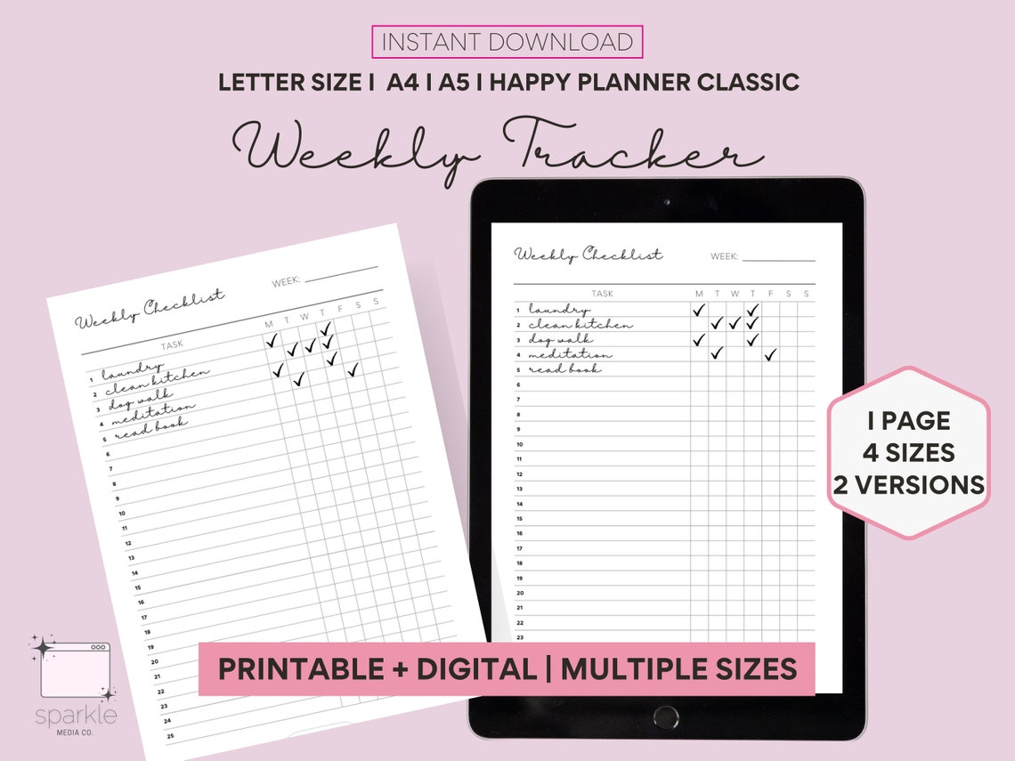 Weekly Tracker Printable, Habit Tracker Template, Routine Tracker, 7 ...