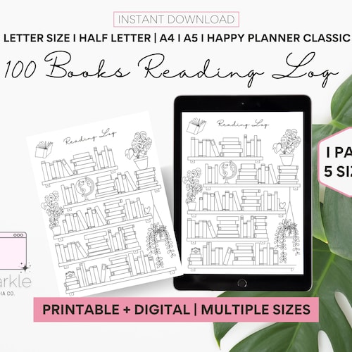 Reading Planner Printable Book Tracker Bookshelf Reading - Etsy