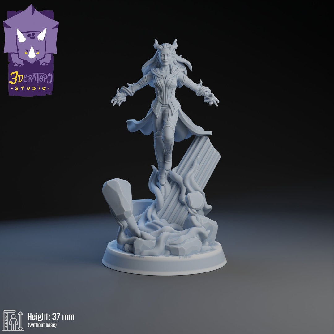 Shaanirith Scarlet Tiefling Sorceress 3deratopsstudio 32mm Dnd ...