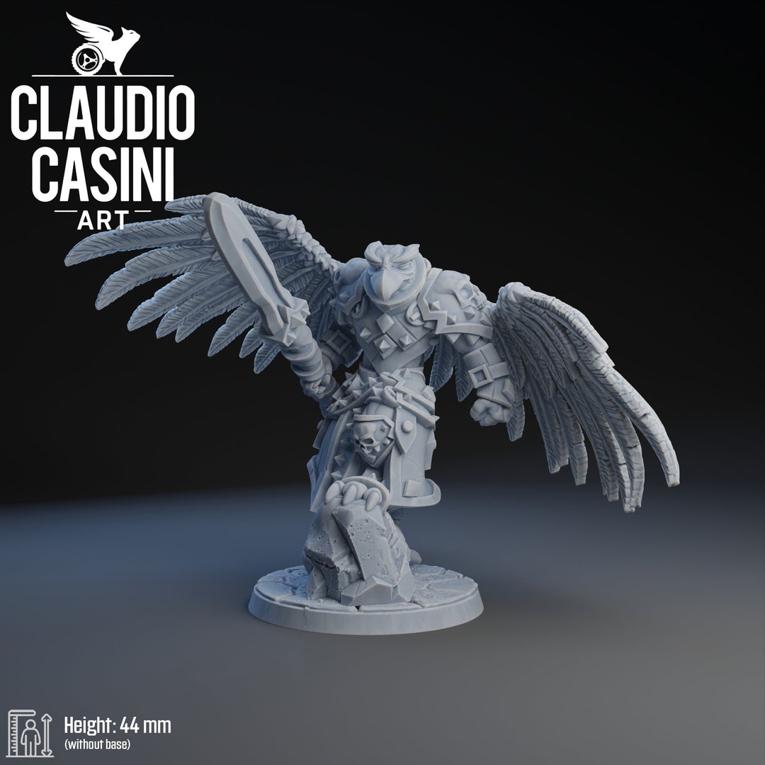 Birdman Warrior With Spear Claudio Casini Art 32mm Dnd, Pathfinder ...