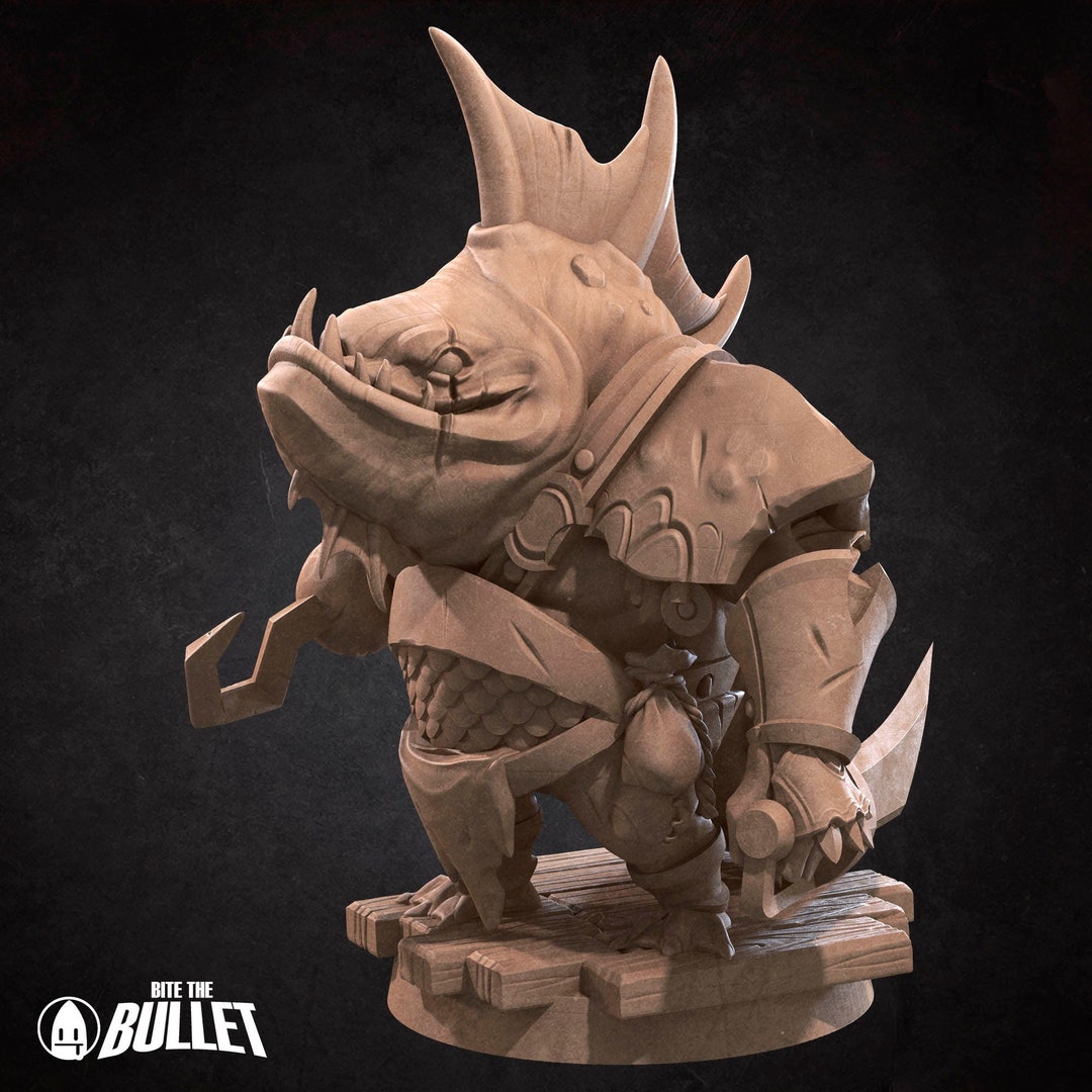 Locathah Bandit hook Bite the Bullet 35mm Dnd, Pathfinder, TTRPG - Etsy