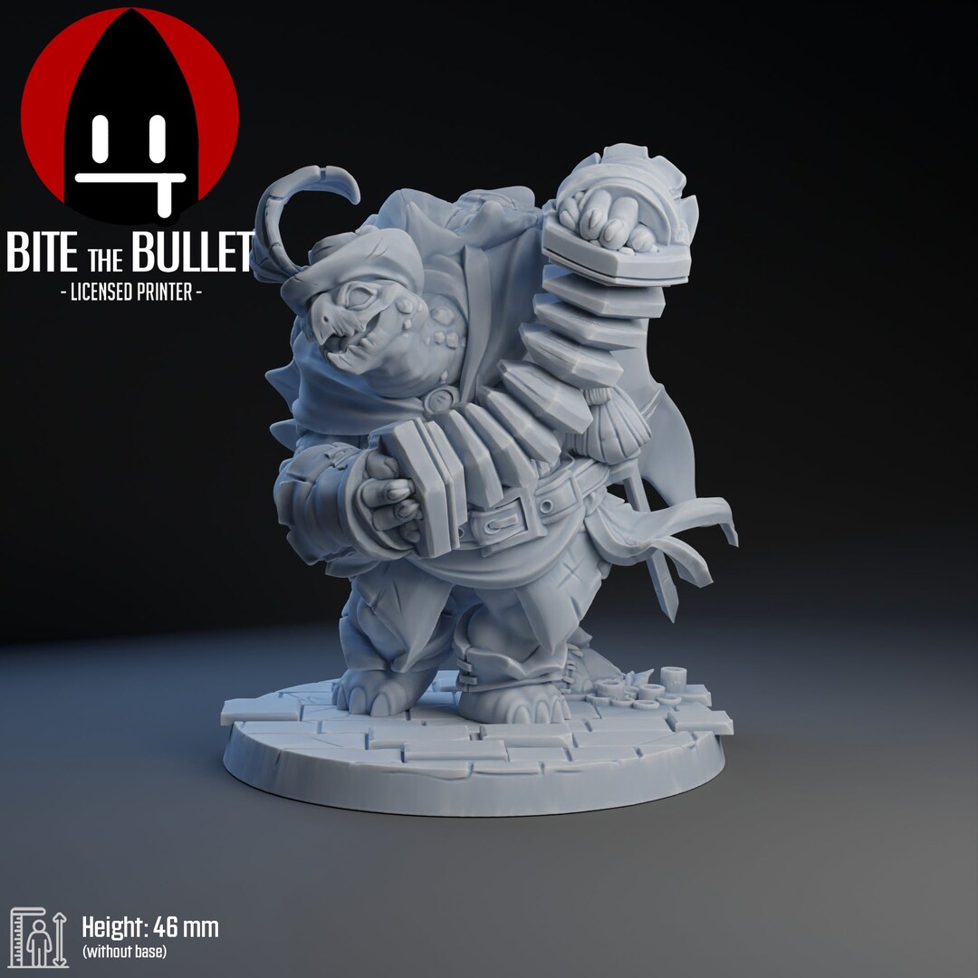 Tortle Bard Bite the Bullet 35mm Dnd Pathfinder TTRPG - Etsy