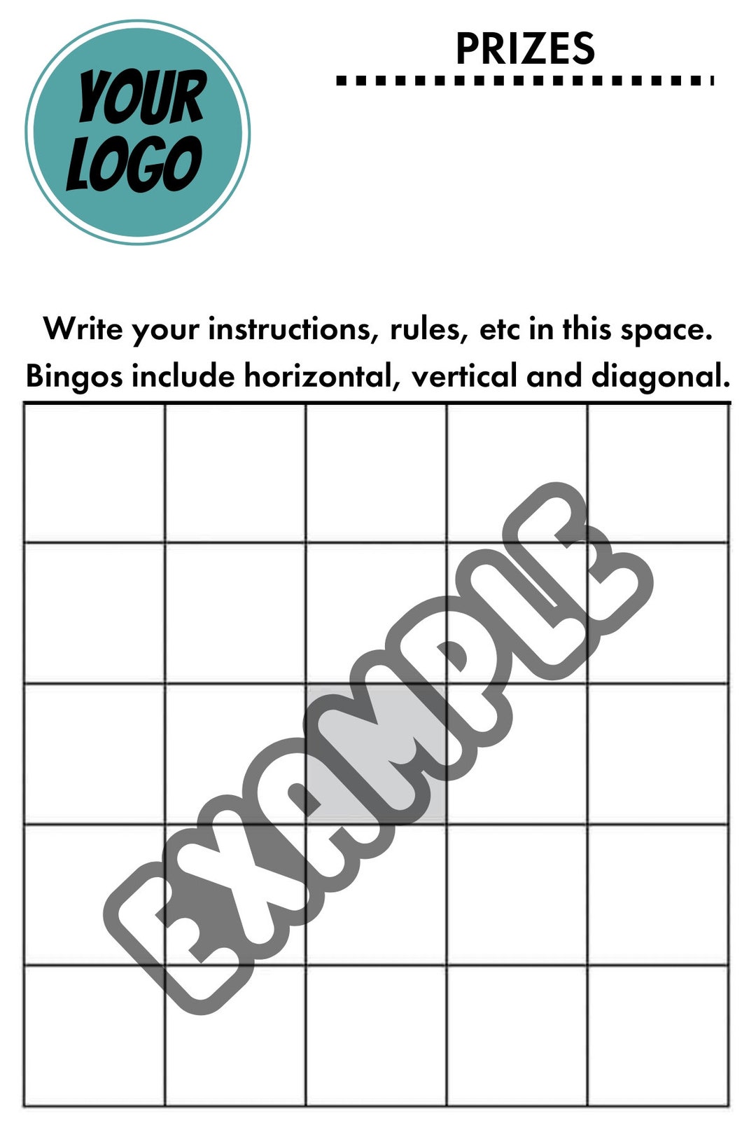 Blank Bingo Card Editable - Etsy