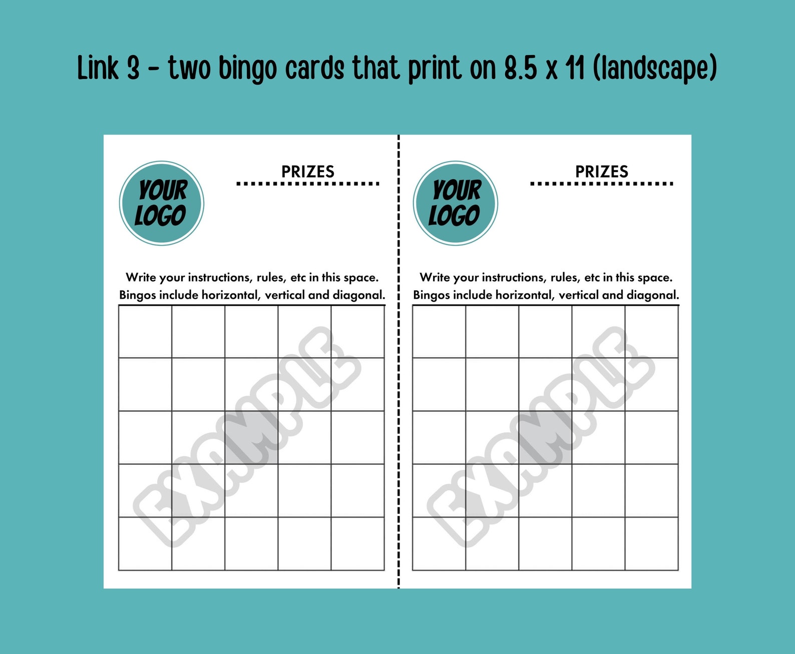 Blank Bingo Card Editable - Etsy