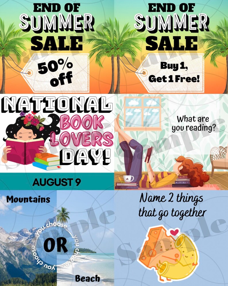 36 August Social Media Engagement Interactive Graphics VOL1 - Etsy