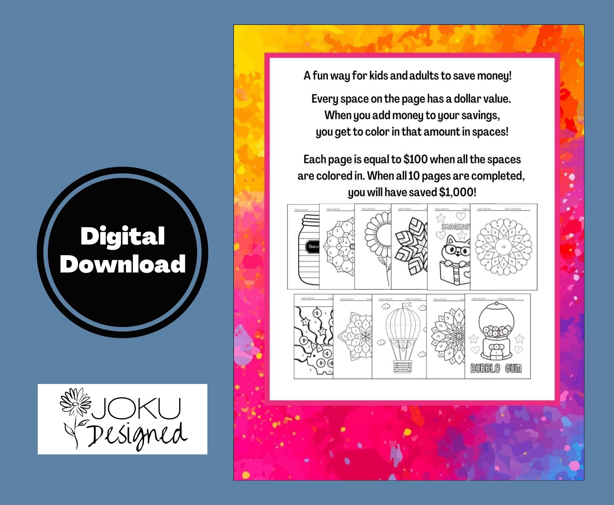 Color & Save 1,000 Money Saving Challenge Tracker Instant Download ...