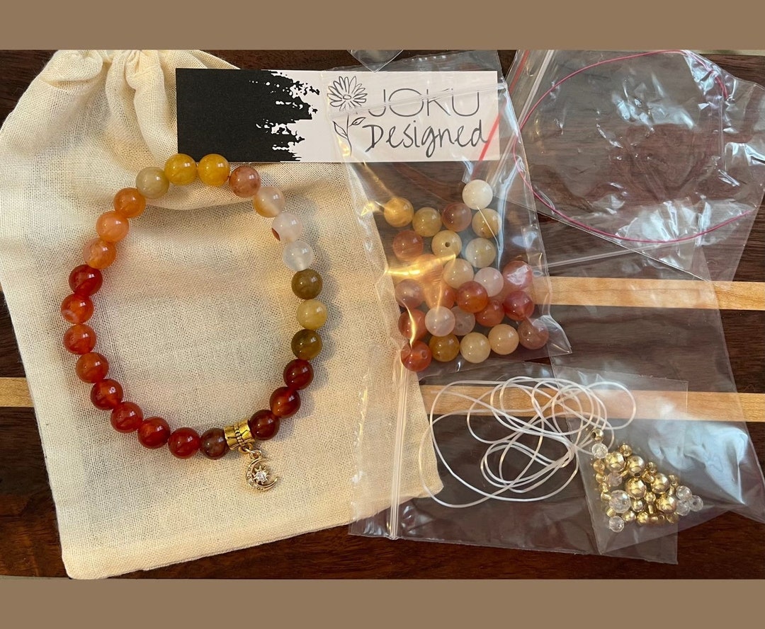 Fire Quartz Bracelet Kit, DIY Jewelry, Moon Themed Craft, Bead Activity ...