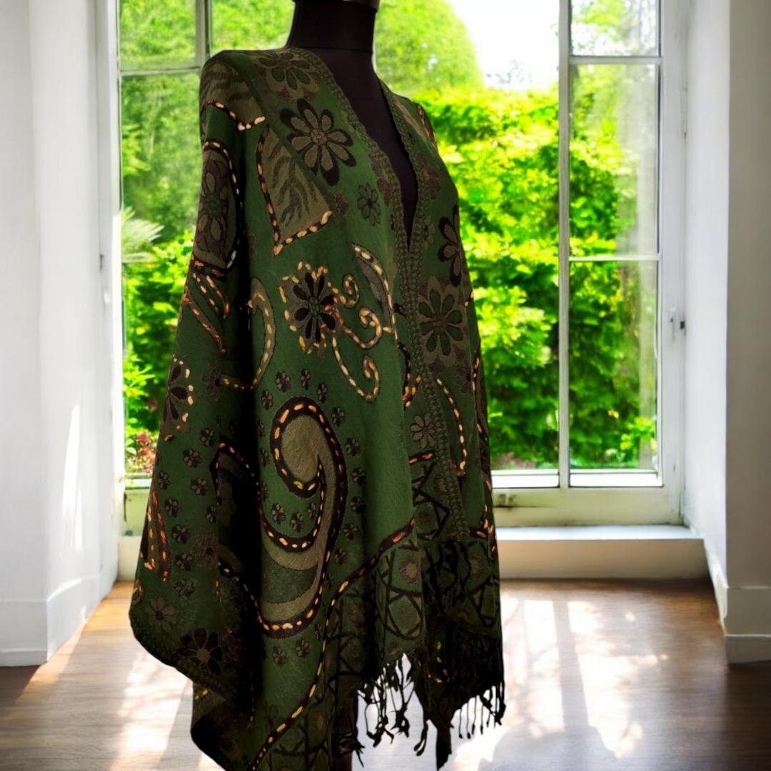 Green Wool Shawl, High Quality Wool Shawl, Women Wool Shawl, Christmas ...