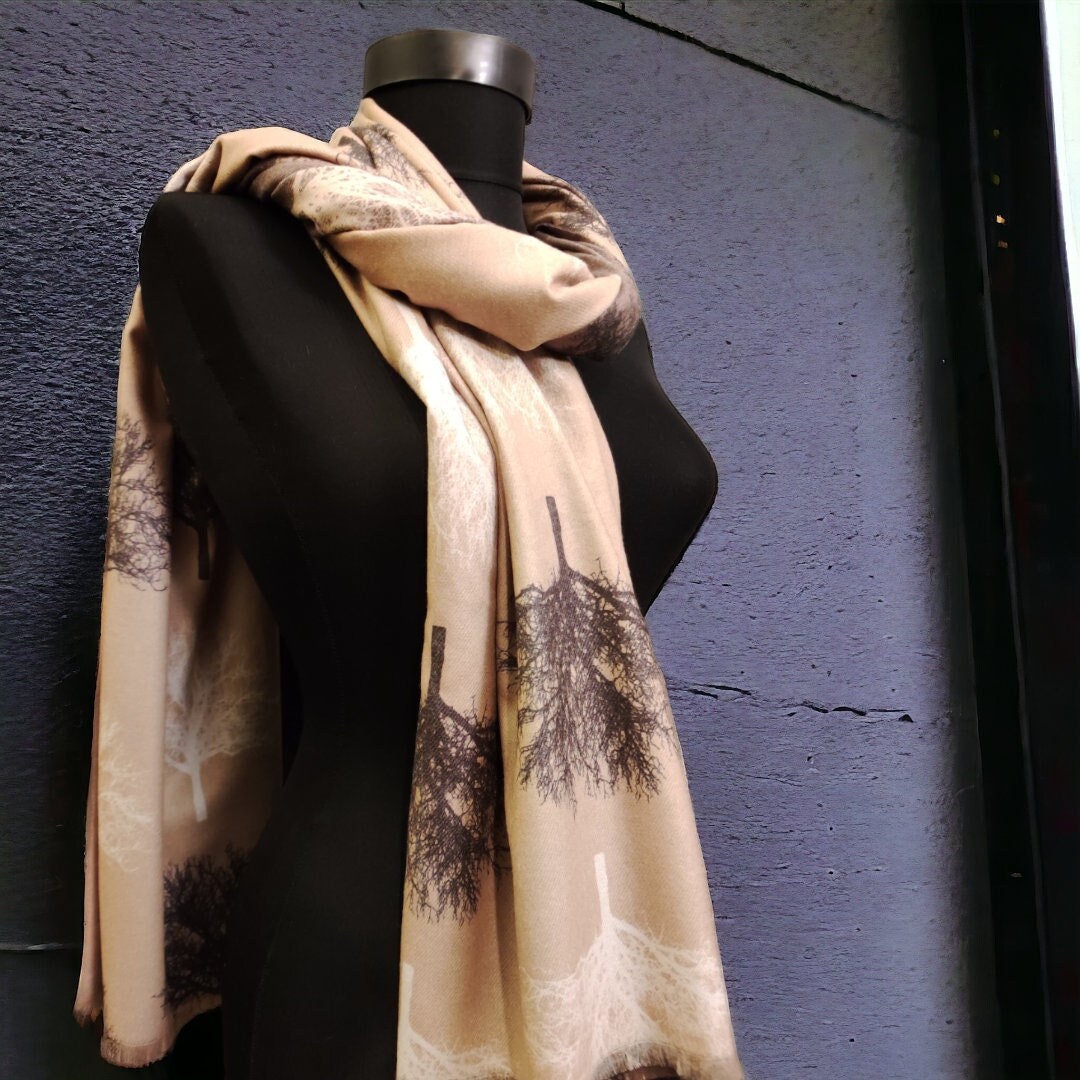 Double-sided Cashmere Shawl, High Quality Beige and Brown Cashmere ...