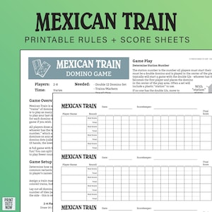 MEXICAN TRAIN Printable Rules & Scoresheets Print as Many as You Need ...
