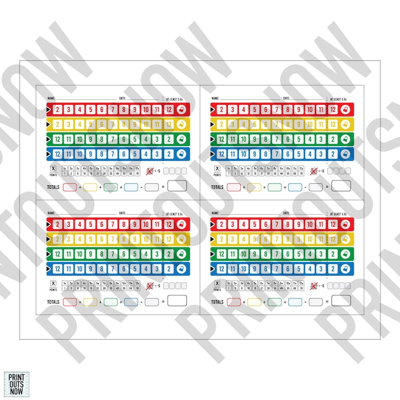 Printable QUIXX Dice Game Rules & Scoresheet - Instant Download Files ...