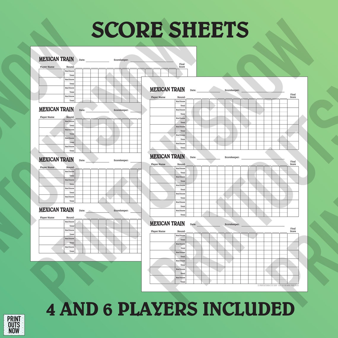MEXICAN TRAIN Printable Rules & Scoresheets - Print as Many as You Need ...