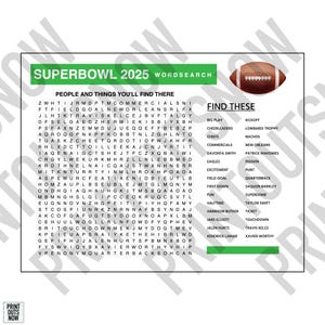 Printable Superbowl 2025 Word Search - Answer Key Included - Letter and ...