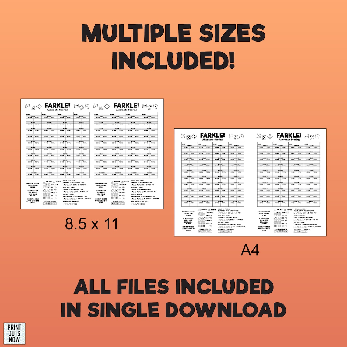 FARKLE Printable Rules & Scoresheets - Print as Many as You Need ...