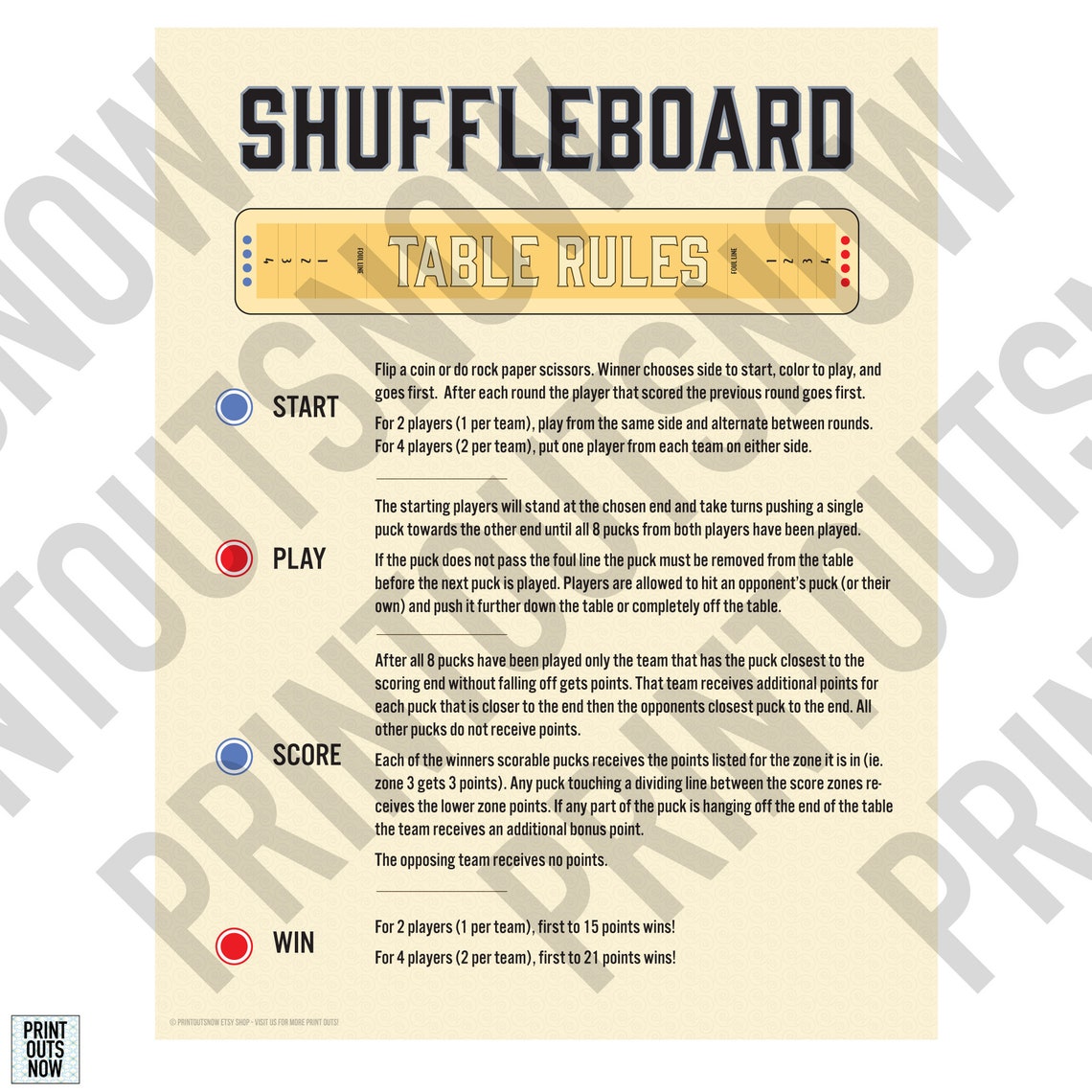 Printable Shuffleboard Table Rules Ready To Hang Frame Etsy Printable Shuffleboard Table Rules Ready To Hang Frame Etsy