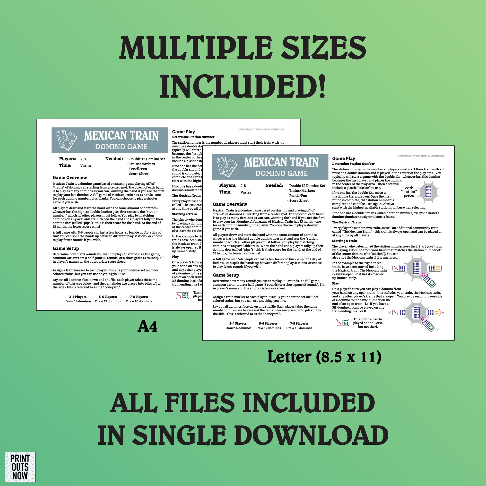 MEXICAN TRAIN Printable Rules & Scoresheets - Print as Many as You Need ...