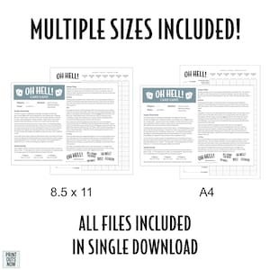 Printable Oh Hell! Games Rules & Score Sheet - Elevator, Bust, up and ...