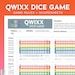 Printable QUIXX Dice Game Rules & Scoresheet - Instant Download Files ...