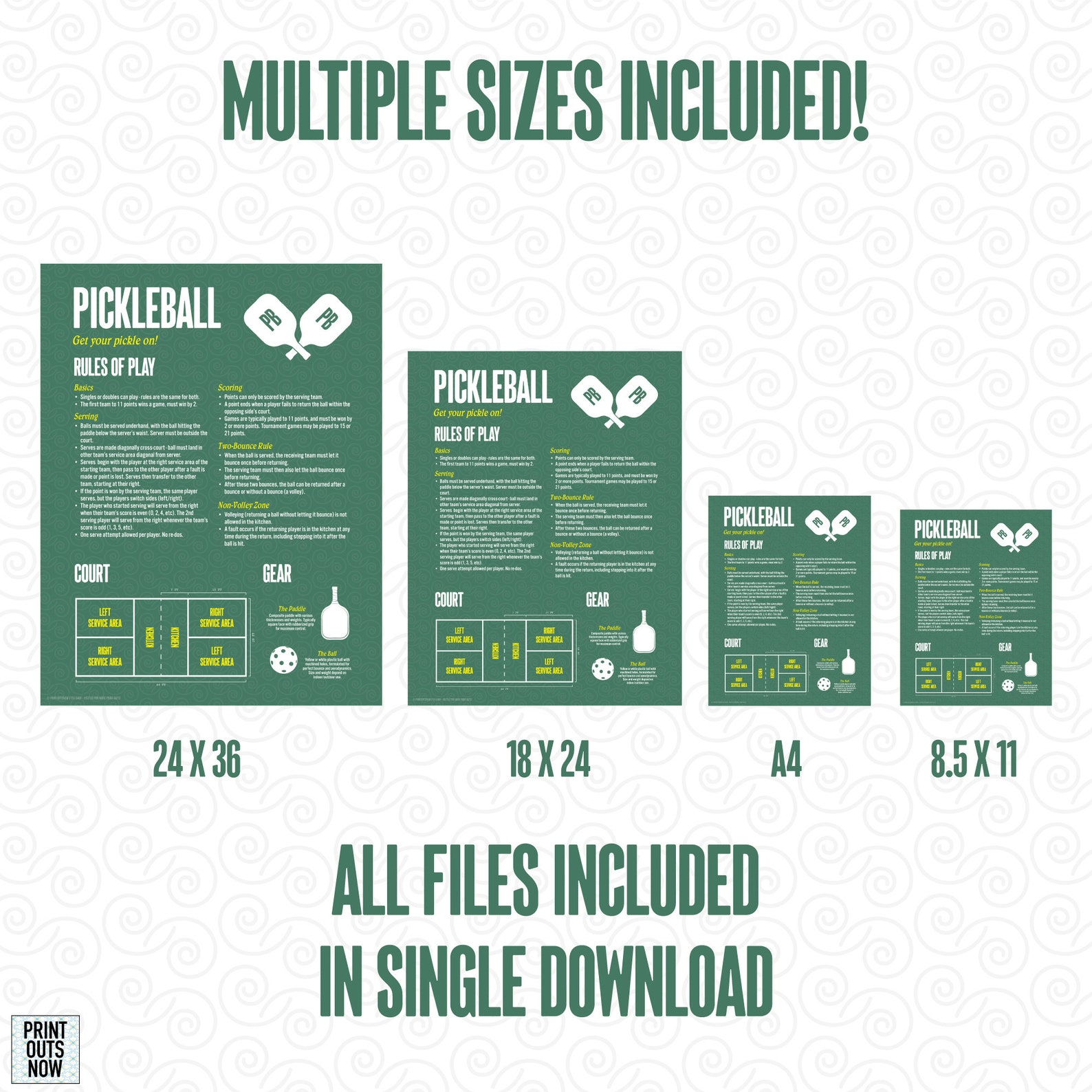 Printable Pickleball Rules - Ready to Hang, Frame, Etc! - Print Ready ...