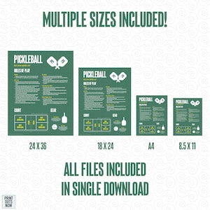 Printable Pickleball Rules - Ready to Hang, Frame, Etc! - Print Ready ...