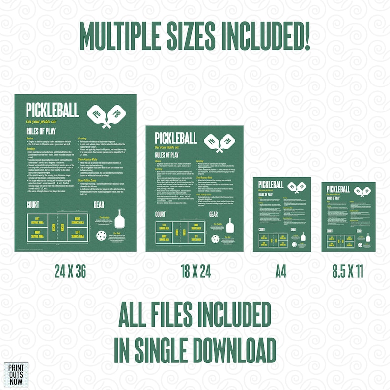 Printable Pickleball Rules - Ready to Hang, Frame, Etc! - Print Ready ...