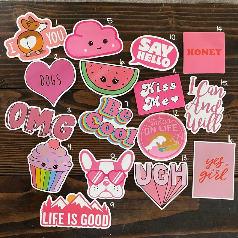 Pink Themed Stickers Girly Stickers Dicut Waterproof - Etsy