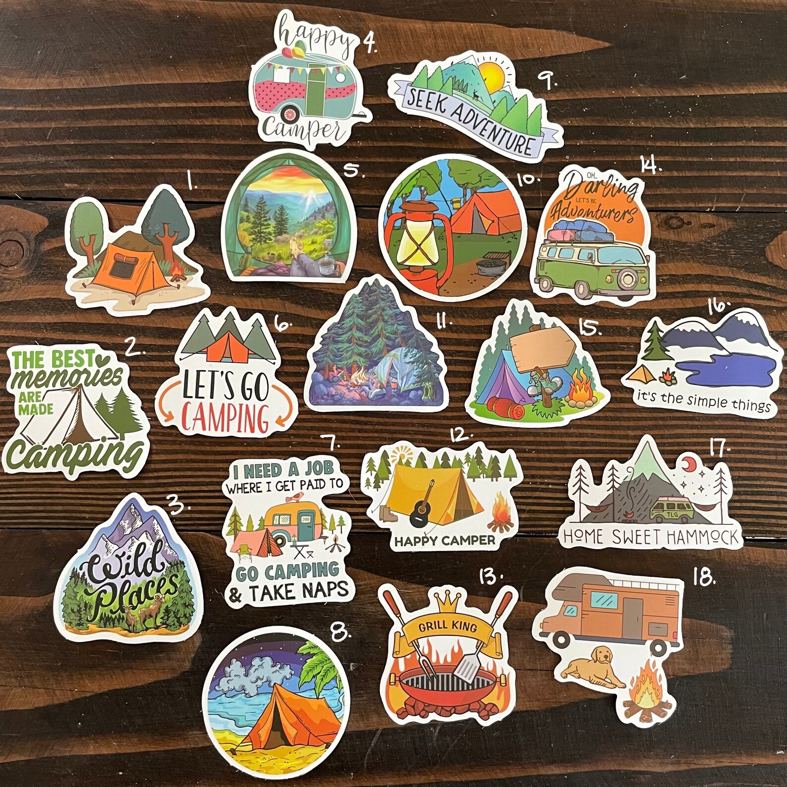 Camping Stickers Outdoor Nature Stickers Dicut Waterproof - Etsy