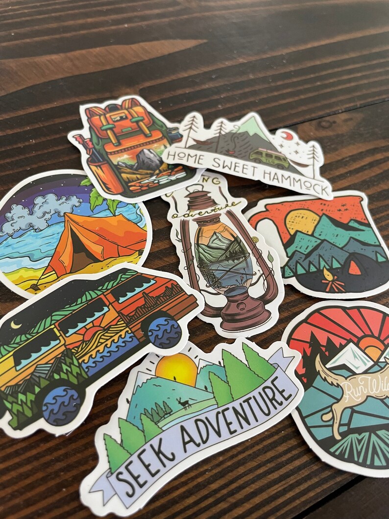 Camping Stickers Outdoor Nature Stickers Dicut Waterproof - Etsy