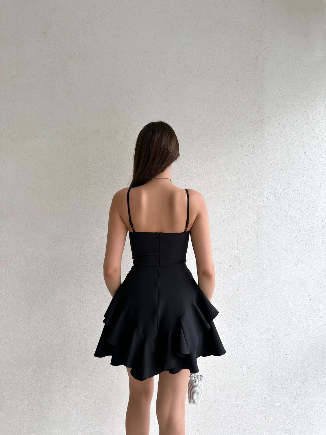 Lilac Summer Cocktail Dress, Aesthetic Short Dress, Spaghetti Straps Sleeveless Square Neck ...