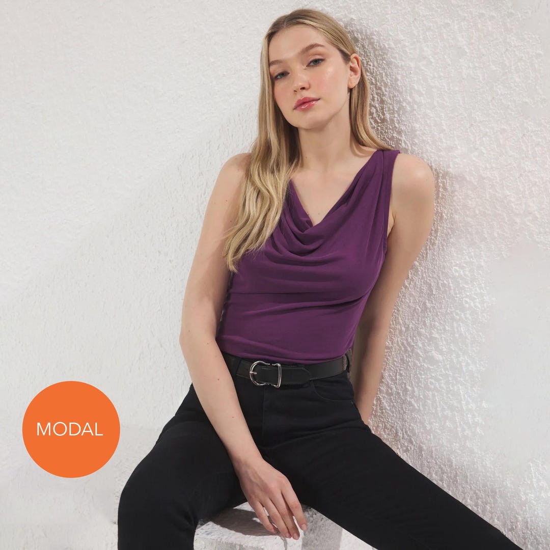 Sustainable Premium Modal Fabric Mulberry Blouse | Drapery, Cowl Neck ...