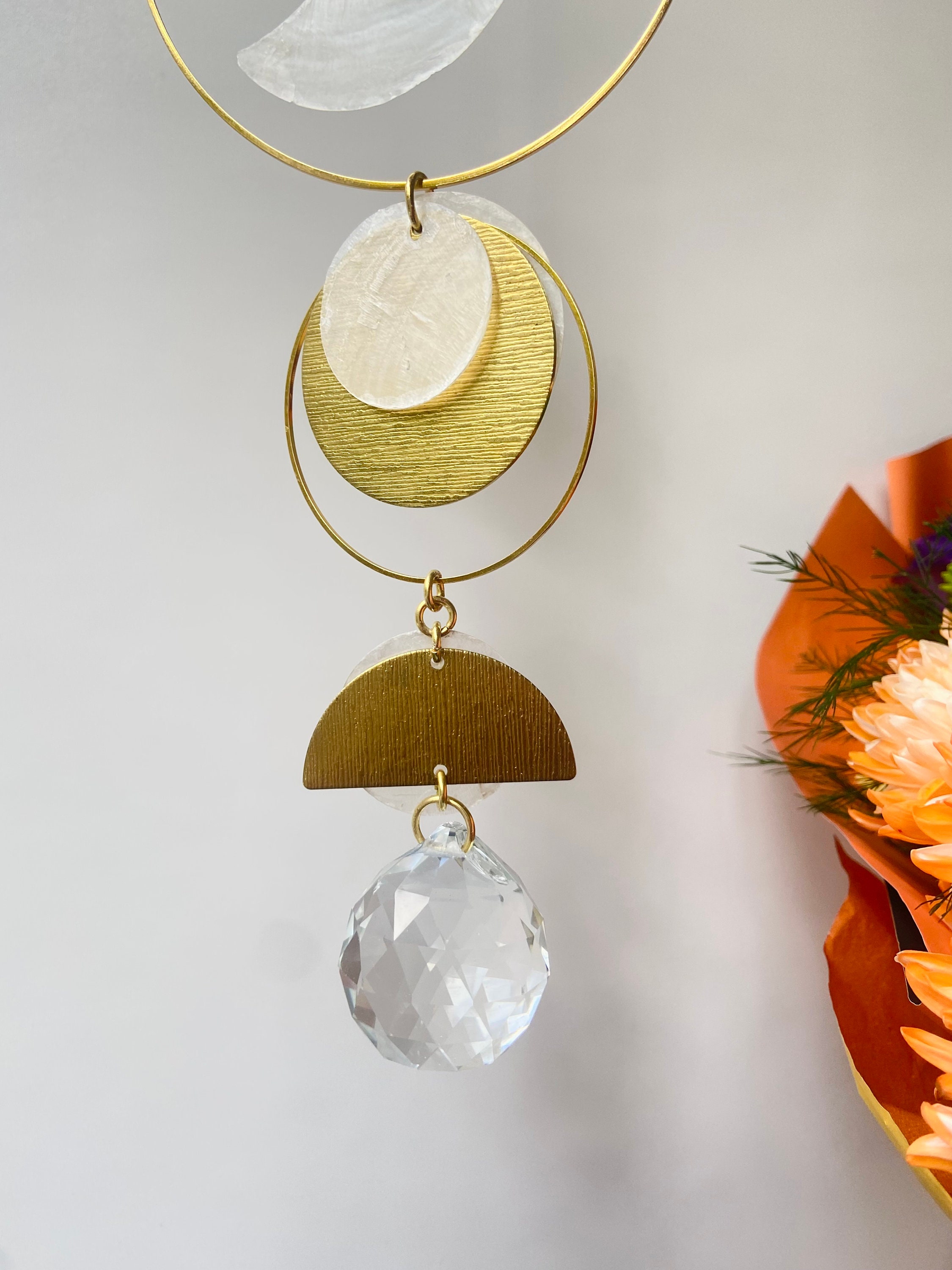 Natural Capiz Shell Unique Suncatcher Mobile Crystal Window - Etsy