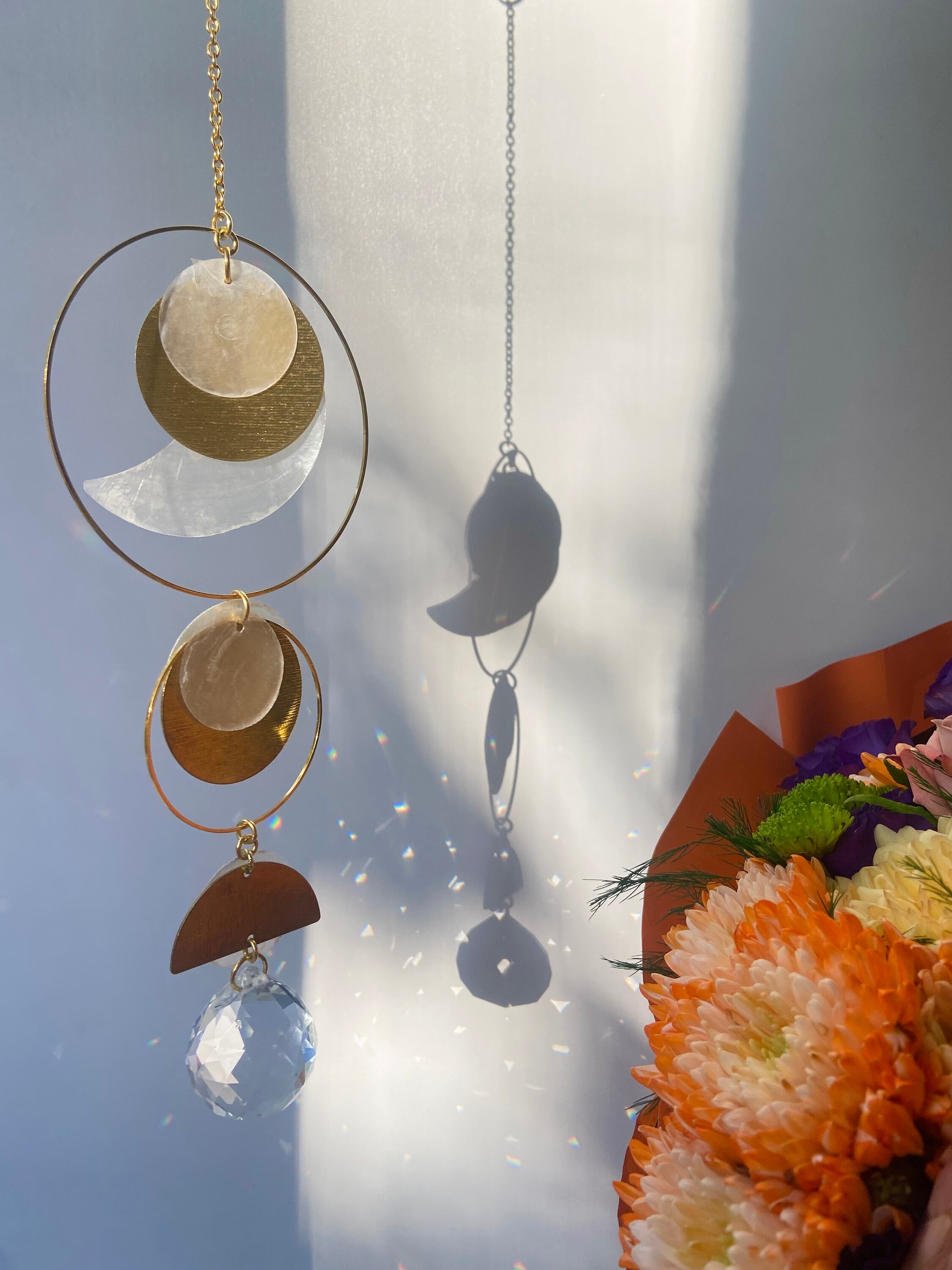 Natural Capiz Shell Unique Suncatcher Mobile Crystal Window - Etsy