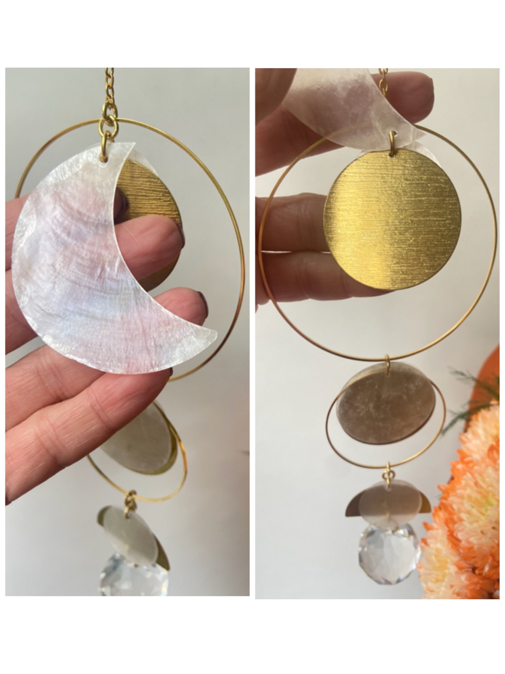 Natural Capiz Shell Unique Suncatcher Mobile Crystal Window - Etsy
