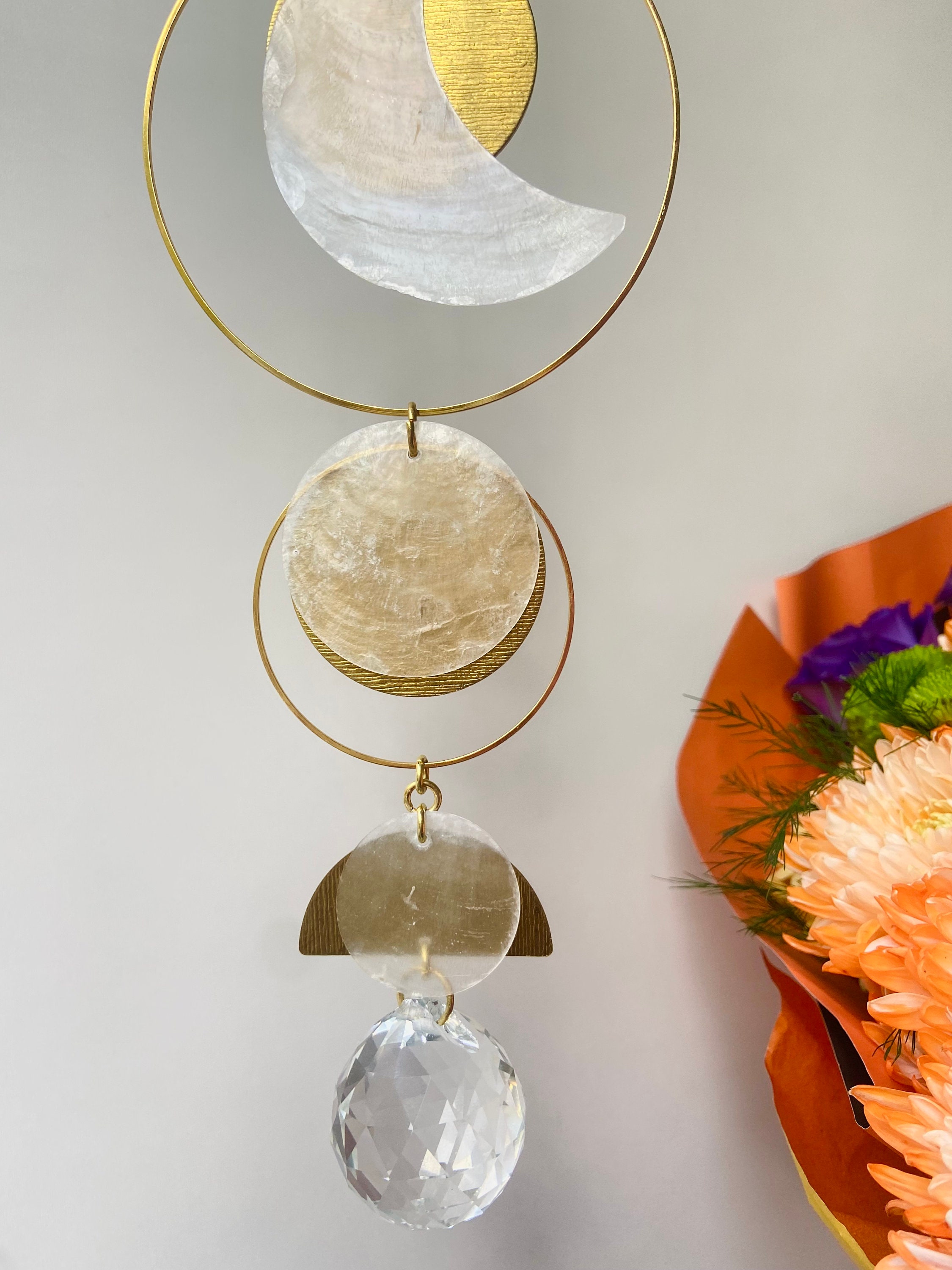 Natural Capiz Shell Unique Suncatcher Mobile Crystal Window - Etsy