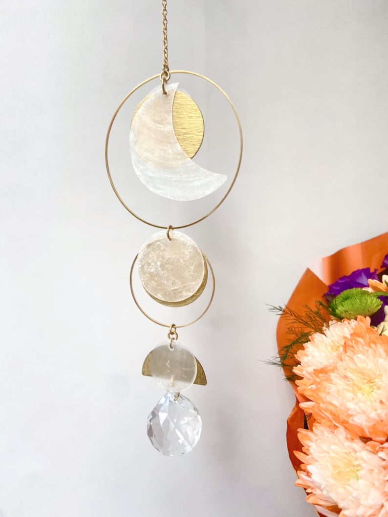 Natural Capiz Shell Unique Suncatcher Mobile Crystal Window - Etsy