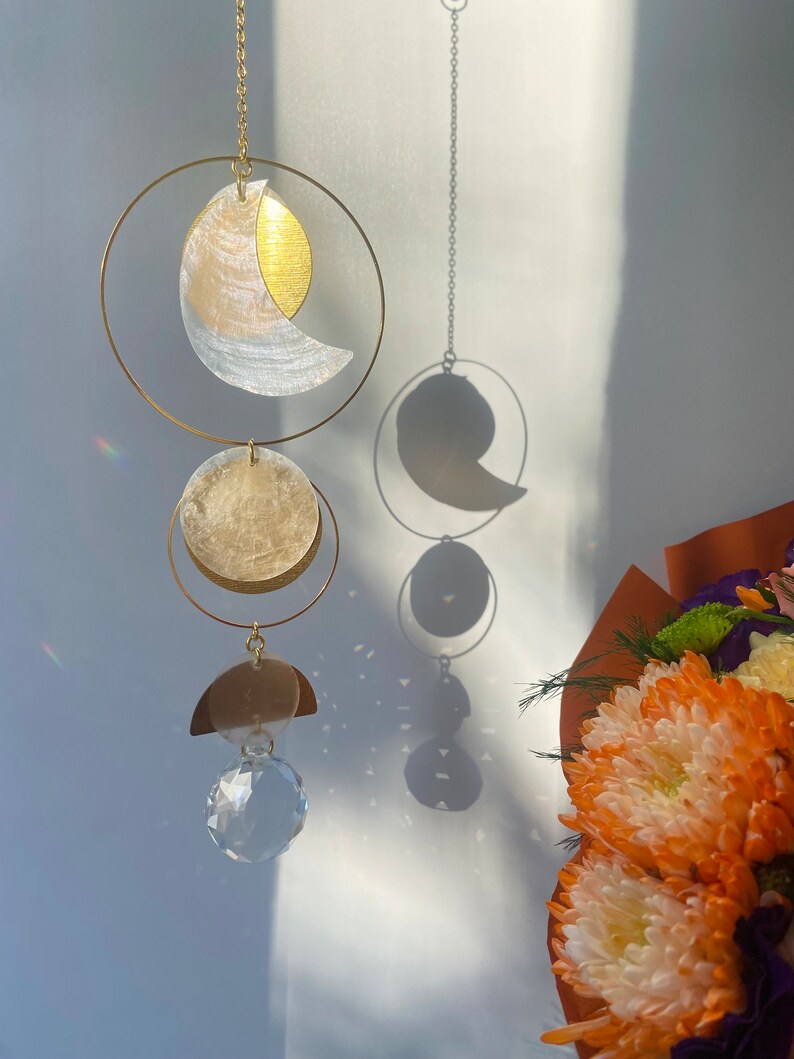 Natural Capiz Shell Unique Suncatcher Mobile Crystal Window - Etsy