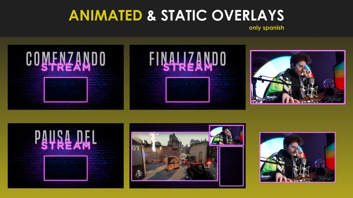 Animated & Static Overlays NEON for Streams - Etsy