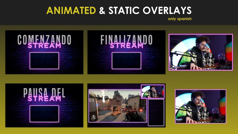 Animated & Static Overlays NEON for Streams - Etsy