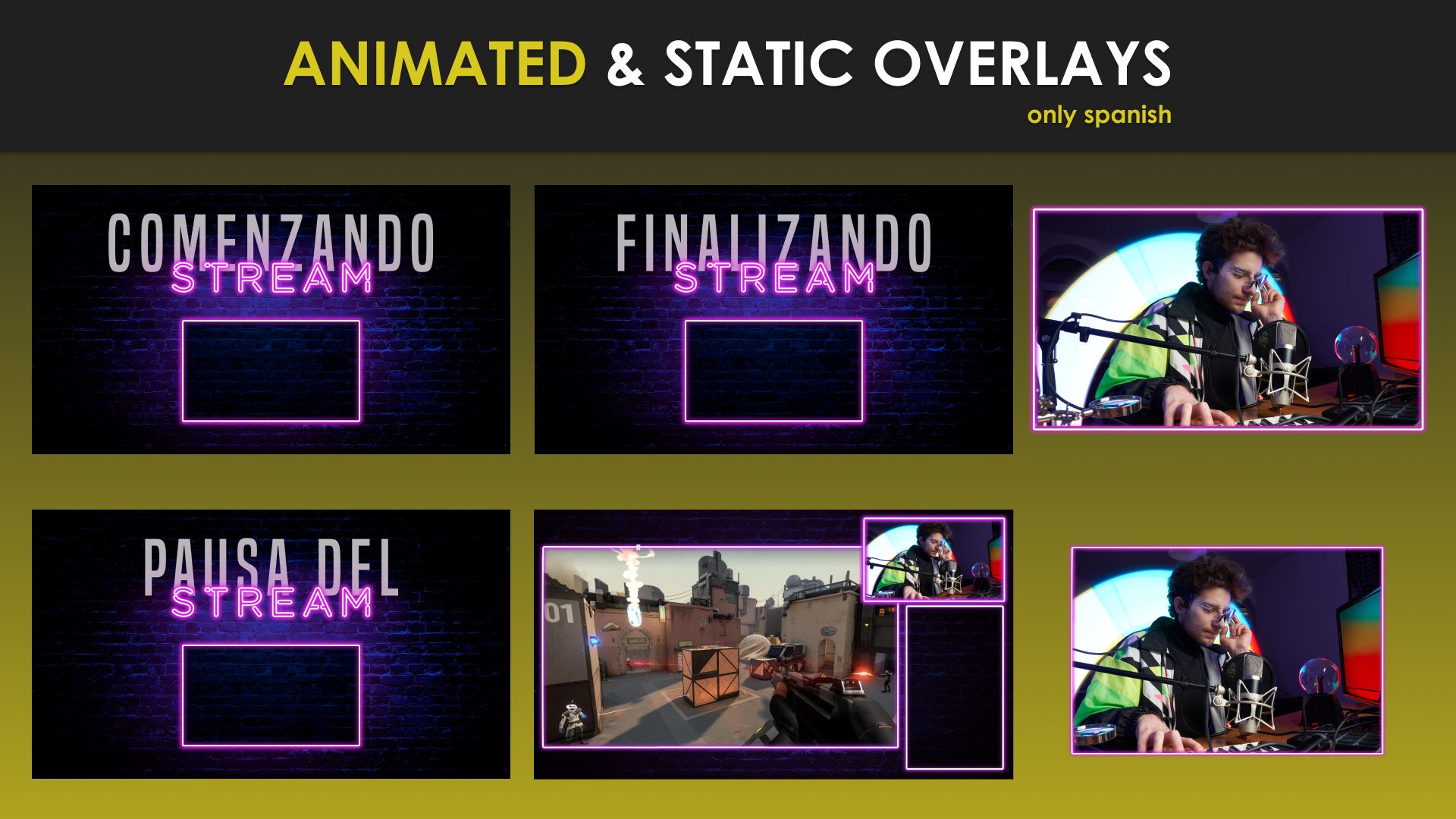 Animated & Static Overlays NEON for Streams - Etsy