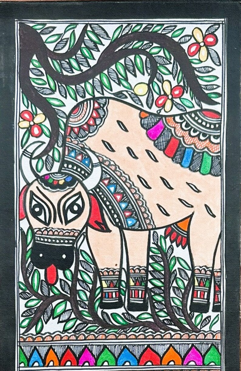 Traditional Authentic Mithila Painting of Mysterious and Divine Indian ...