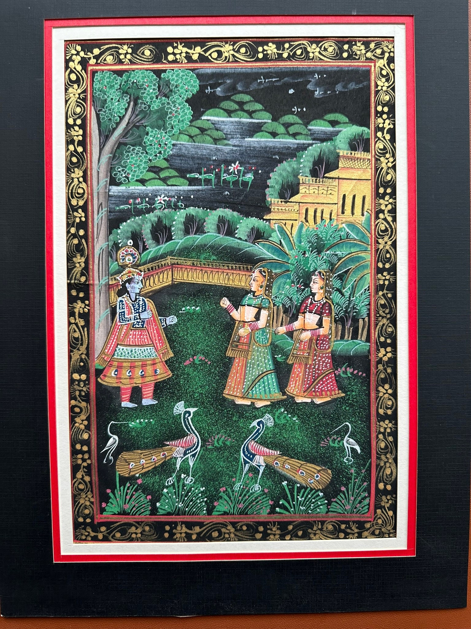 Original Ethnic Rajasthani Painting of Indian God Krishna Guarded With ...