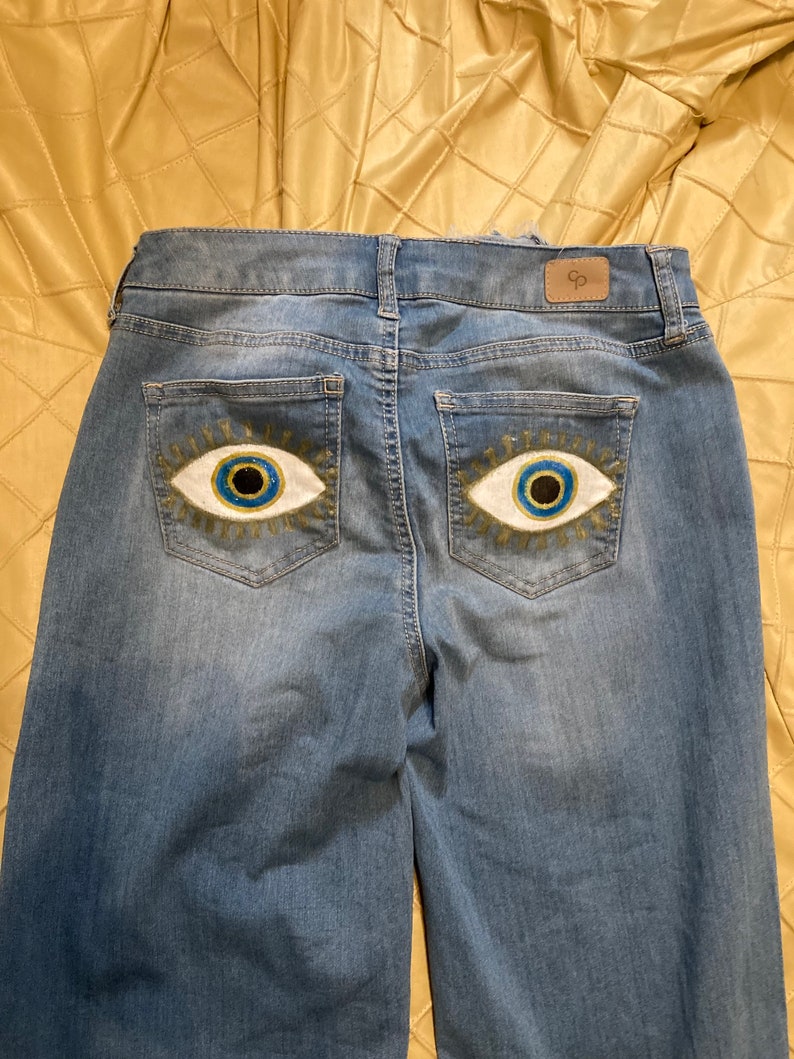 Hand Painted Eyeball Jeans - Etsy