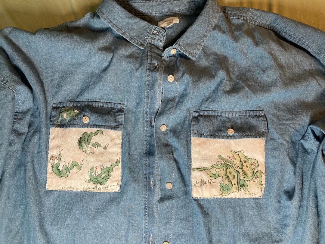 Hand Painted Frogs Denim Shirt/jacket - Etsy